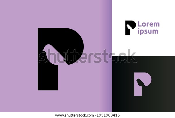 Initial P Bird Silhouette Logo Company Stock Vector (Royalty Free ...
