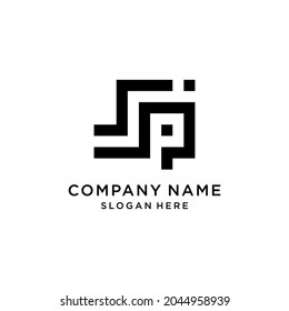 Initial Sp Logo Square Style Line Stock Vector (Royalty Free ...