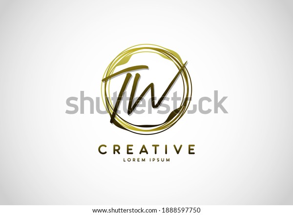 Initial Tw Handwriting Stylish Signature Circle Stock Vector (Royalty ...