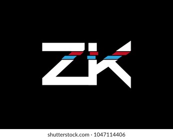 Initial Uppercase Letter Zk Logo On: vector de stock (libre de regalías ...