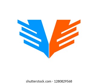 Initial V Letter Wing Logo Vector Stock Vector (Royalty Free) 1280829568