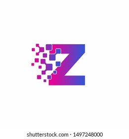 Initial Z Letter Digital Pixels Tech Stock Vector (Royalty Free ...