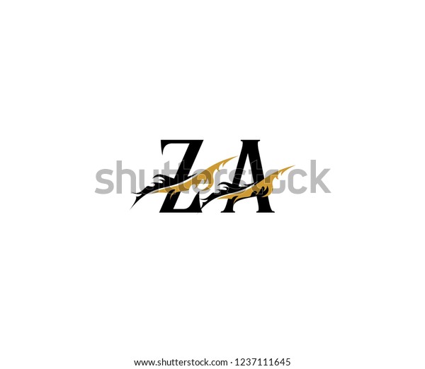 Initial Za Letter Luxury Swoosh Flame Stock Vector (Royalty Free ...
