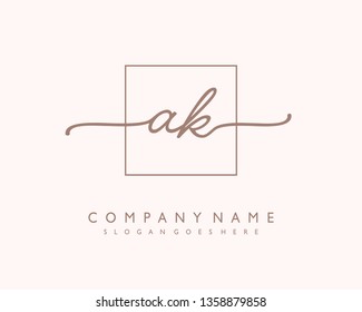 Initials Letter Ak Handwriting Logo Vector Stock Vector (Royalty Free ...