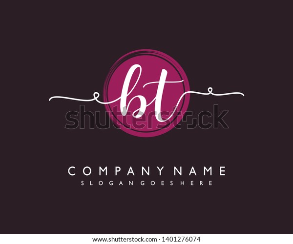 Initials Letter Bt Handwriting Logo Vector Stock Vector (Royalty Free ...