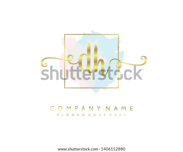 Initials Letter Dh Handwriting Logo Vector Stock Vector (Royalty Free ...