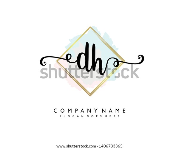 Initials Letter Dh Handwriting Logo Vector Stock Vector (Royalty Free ...