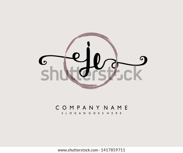 Initials Letter Je Handwriting Logo Vector Stock Vector (Royalty Free ...