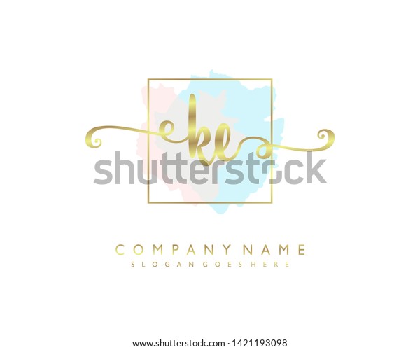 Initials Letter Ke Handwriting Logo Vector: vector de stock (libre de ...