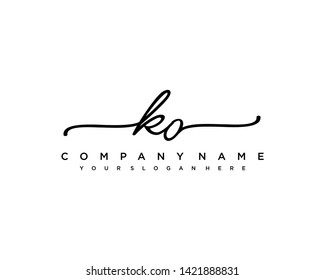 Initials Letter Ko Handwriting Logo Vector Stock Vector (Royalty Free ...