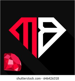 Initials Letter M B Diamond Shape: vector de stock (libre de regalías ...