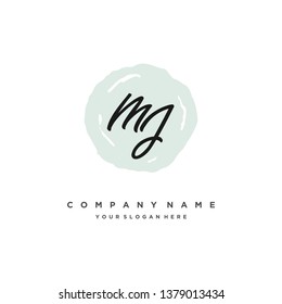 Initials Letter Mj Handwriting Logo Vector: vector de stock (libre de ...