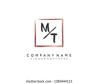Initials Letter Mt Handwriting Logo Vector: vector de stock (libre de ...