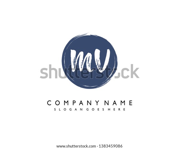 Initials Letter Mv Handwriting Logo Vector Stock Vector (Royalty Free ...