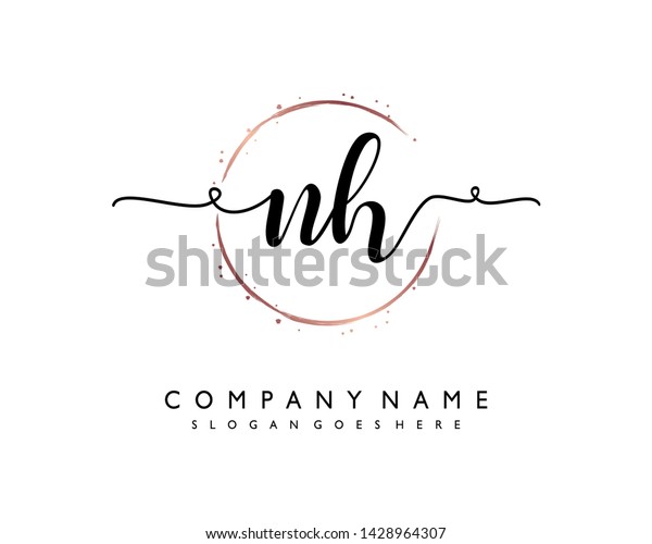 Initials Letter Nh Handwriting Logo Vector Stock Vector (Royalty Free ...