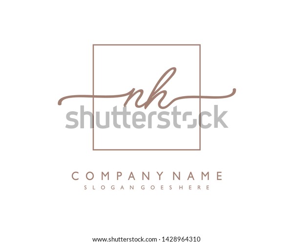 Initials Letter Nh Handwriting Logo Vector Stock Vector (Royalty Free ...