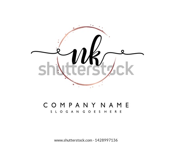 Initials Letter Nk Handwriting Logo Vector Stock Vector (Royalty Free ...