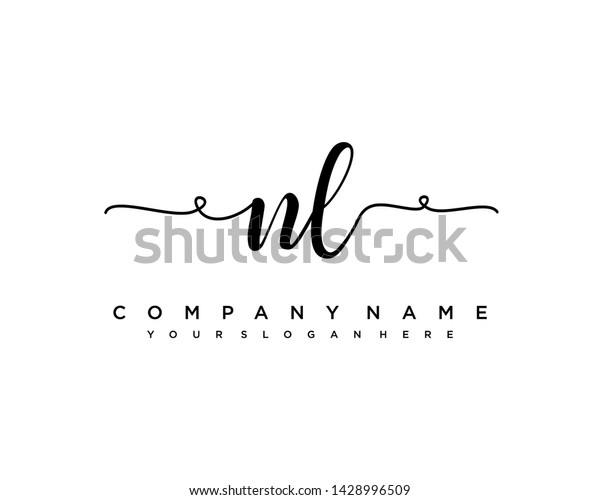 Initials Letter Nl Handwriting Logo Vector Stock Vector (Royalty Free ...