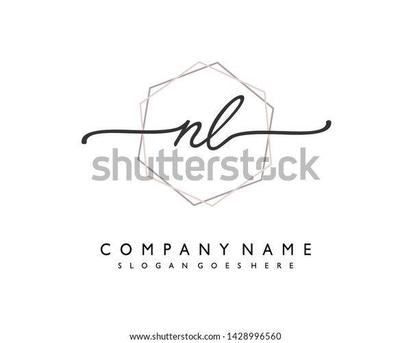 Initials Letter Nl Handwriting Logo Vector Stock Vector (Royalty Free ...