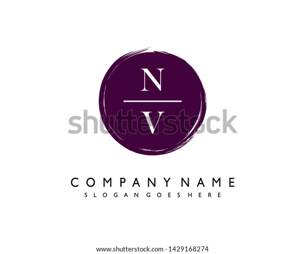 Initials Letter Nv Handwriting Logo Vector Stock Vector (Royalty Free ...