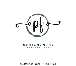 Initials Letter Pf Handwriting Logo Vector Stock Vector (Royalty Free ...