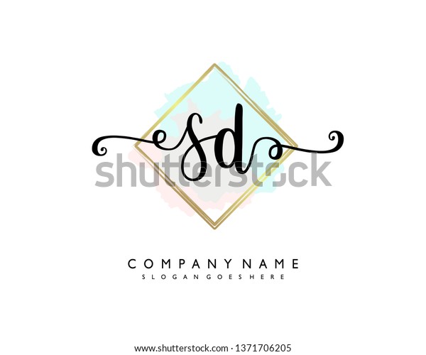 Initials Letter Sd Handwriting Logo Vector Stock Vector (Royalty Free ...