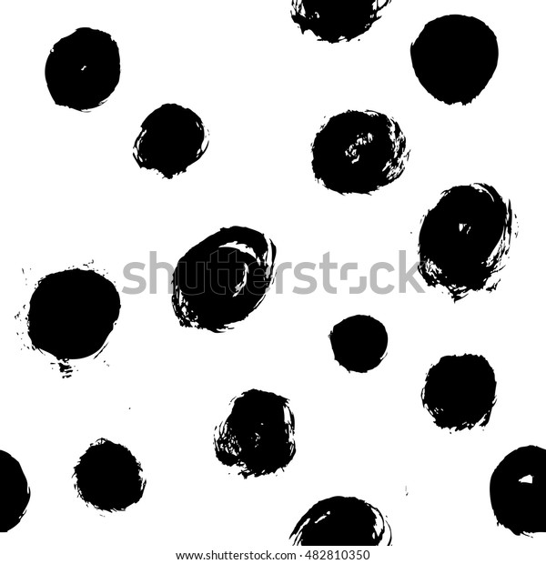 Ink hand drawn circles. Seamless pattern.