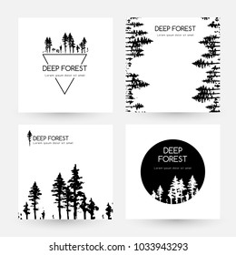 Ink Hand Drawn Forest Cards Border Stock Vector (Royalty Free ...
