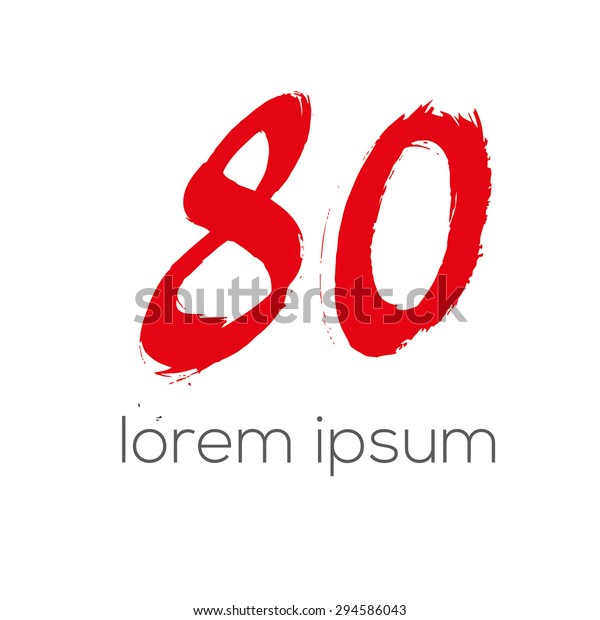 Ink Hand Drawn Number 80 Stock Vector (Royalty Free) 294586043
