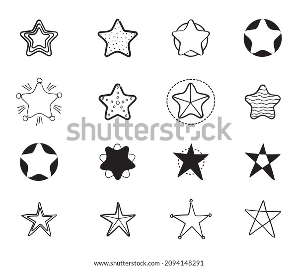 Ink Hand Drawn Stars Vector Set Stock Vector (Royalty Free) 2094148291 ...
