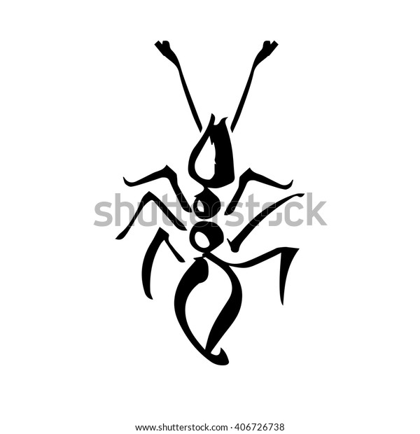 Ink Hand Drawn Stylized Ant On Stock Vector (Royalty Free) 406726738