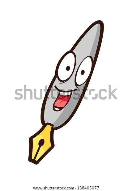 Ink Pen Cartoon Isolated On White Stock Vector (Royalty Free) 138405077 ...