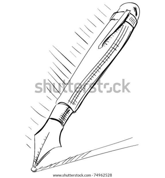 Ink Pen Sketch Cartoon Vector Illustration: เวกเตอร์สต็อก (ปลอดค่า ...