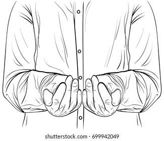 Ink Sketch Men Hands Hold Something Stock Illustration 731958361
