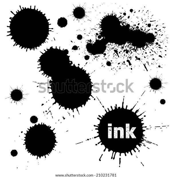 Ink Splat Set On White Background Stock Vector (Royalty Free) 210231781 ...