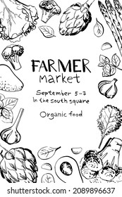 Ink Vegetable Poster Farm Fresh Food Stock Vector (Royalty Free ...