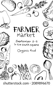 Ink Vegetable Poster Farm Fresh Food Stock Vector (Royalty Free ...
