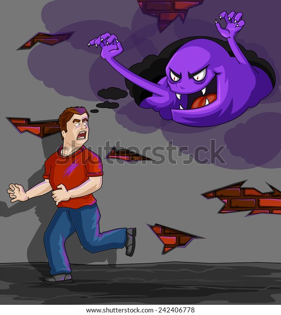 Inner Demons Man Running Away Fear Stock Vector (Royalty Free ...