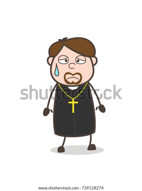Innocent Priest Sad Face Vector Illustration Stock Vector (Royalty Free ...