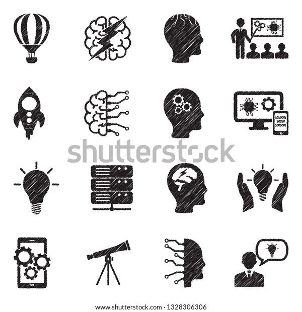 Innovation Icons Black Scribble Design Vector Stock Vector (Royalty ...