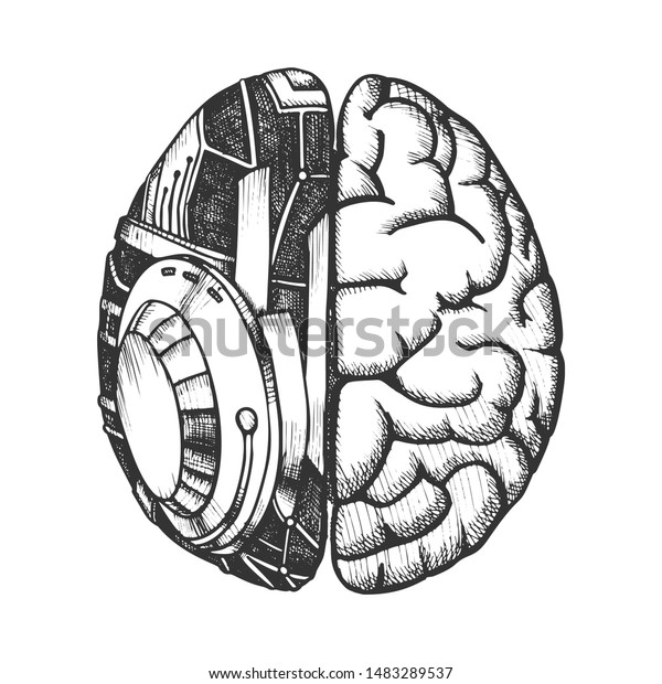 Innovation Machine Robotic Brain Monochrome Vector Stock Vector ...