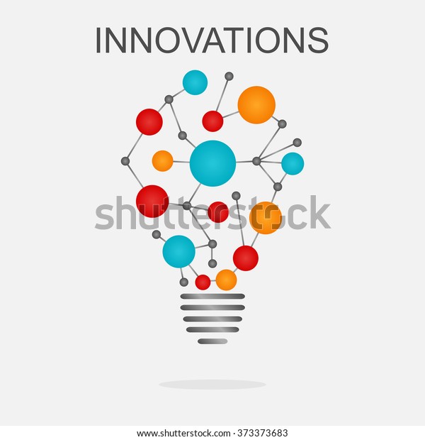 Innovations Concept Illustration Light Bulb Colored Stock Vector ...