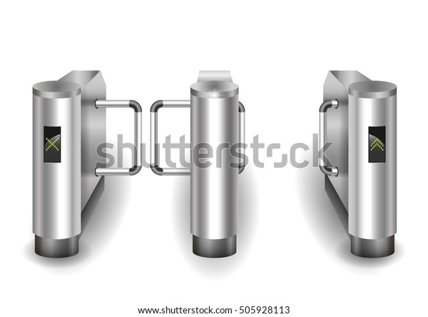 Input Metal Turnstile Checkpoint Visitors Passengers Stock Vector ...