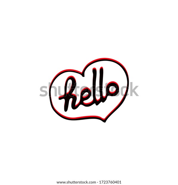 Inscription Hello Heart Vector Sketch Doodles Stock Vector (Royalty ...