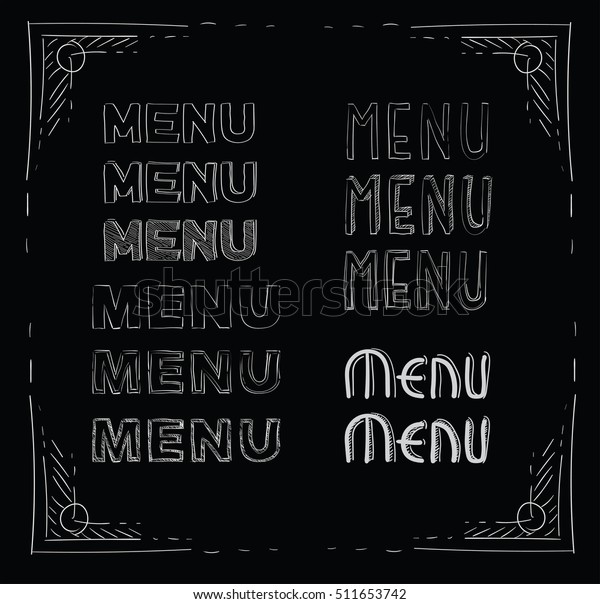 Inscription Menu Different Handwritten Font Vector Stock Vector ...