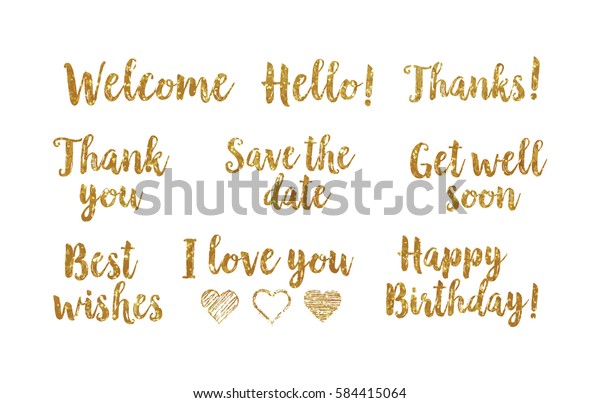 Inscriptions Cards Made Gold Glitter Stock Vector (Royalty Free ...