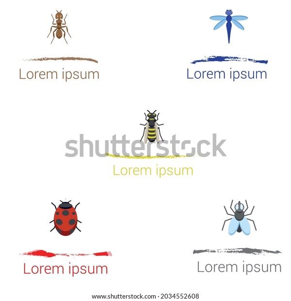 Insect Symbols Logo Dragonfly Bee Fly Stock Vector (Royalty Free ...
