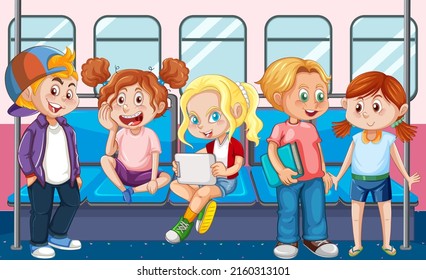 Inside Bus People Cartoon Illustration Stock Vector (Royalty Free ...