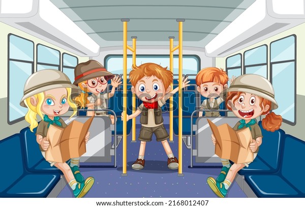 Inside Bus People Cartoon Illustration Stock Vector (Royalty Free ...
