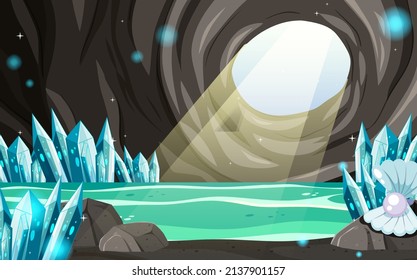 Inside Cave Landscape Cartoon Style Illustration Stock Vector (Royalty ...